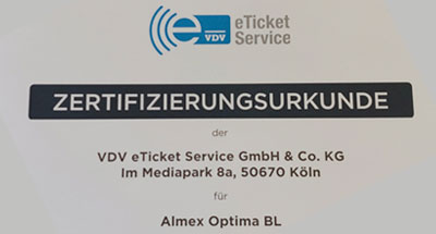 almex.optima BL are now certified according to VDV-KA. - Almex